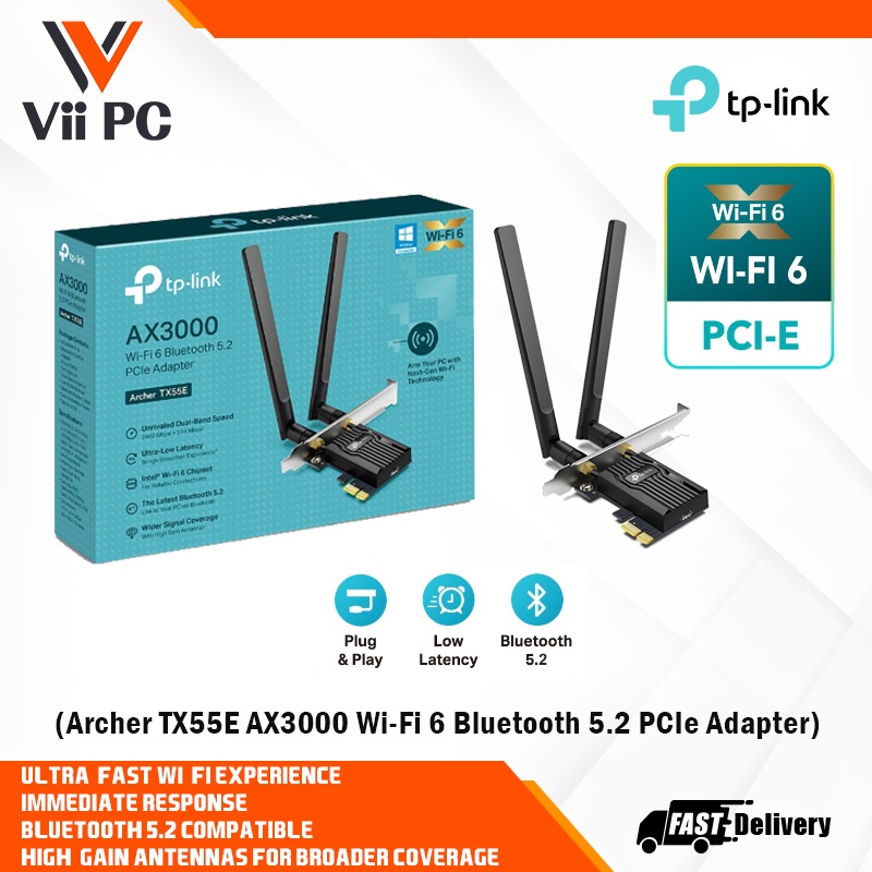 TP-Link Archer TX55E AX3000 Wi-Fi 6 Wireless Bluetooth 5.2 Dual Band ...