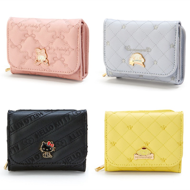 Cute Hello Kitty My Melody Small Wallet Women Ladies Pink Black Purse ...