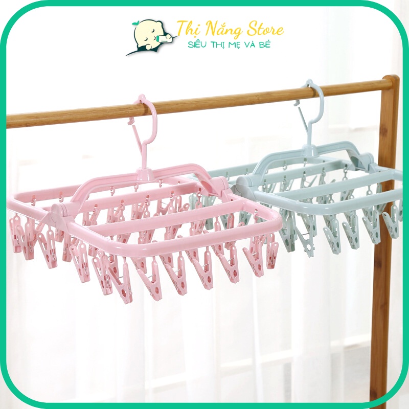 Clothes hanger for drying socks and small items with 32 clips, Plastic ...