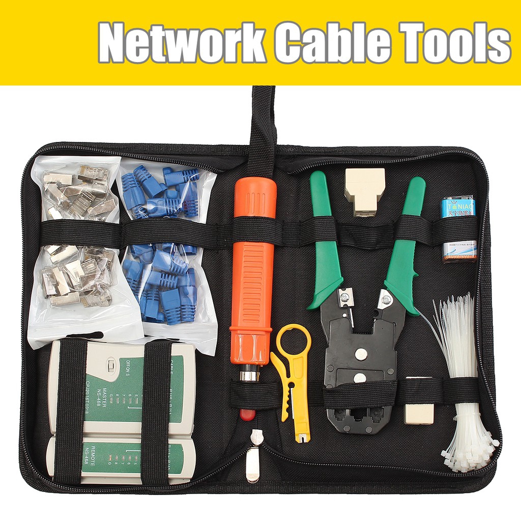 Network Ethernet LAN Kit RJ45 Cat5e Cat6 Cable Tester Crimping Tool Set ...