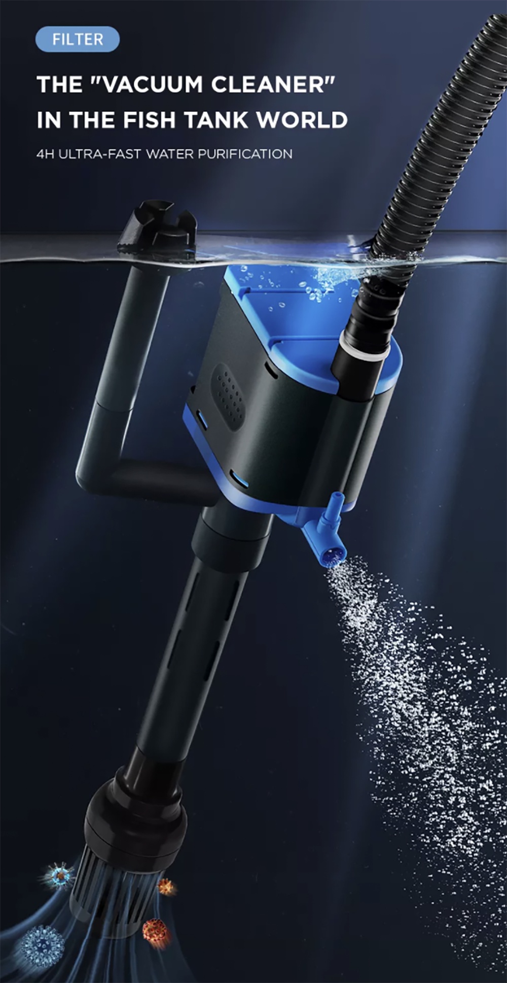 YEE Tank Filter 3-in-1, Overhead Filter Media, Silent Aeration ...