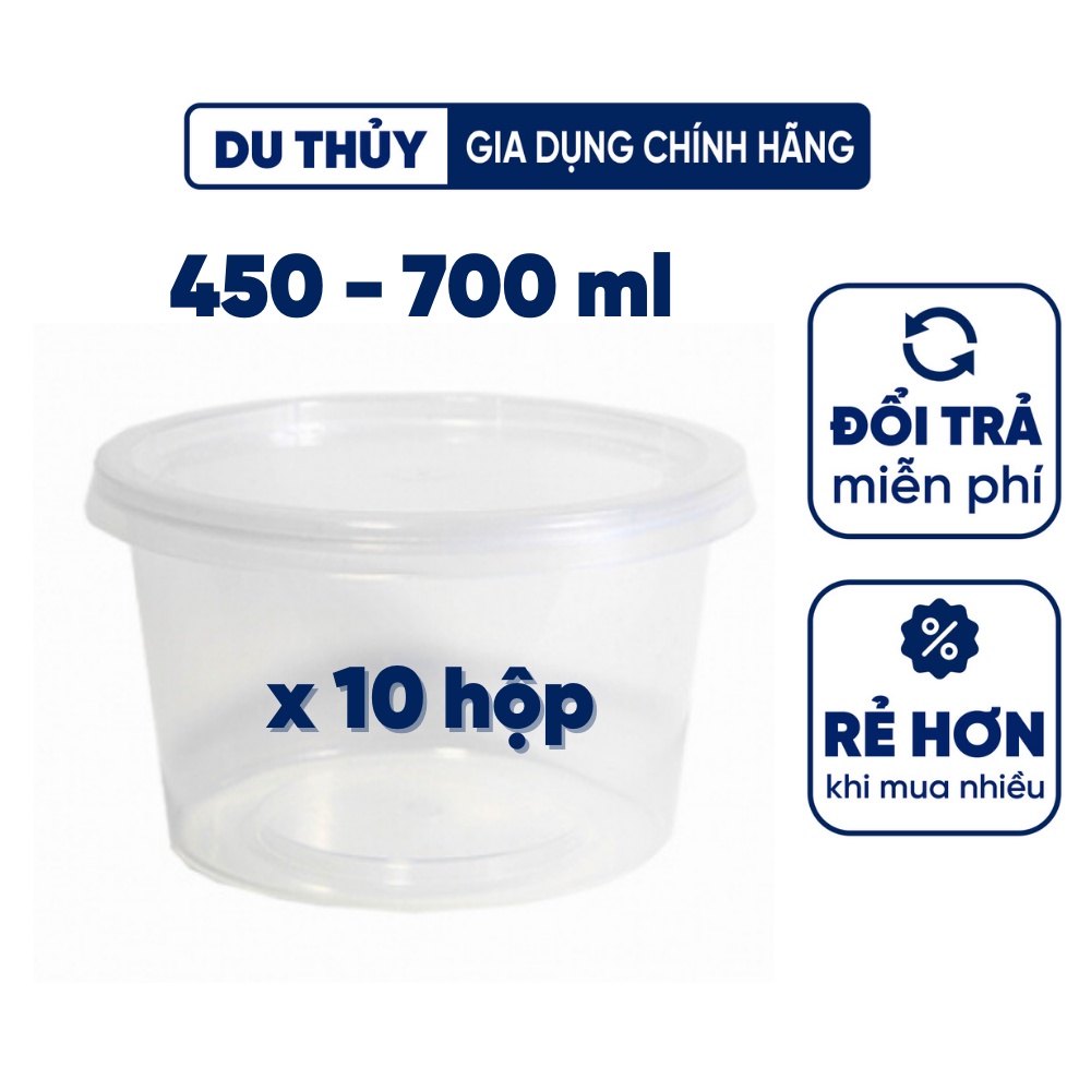 Set of 10 transparent plastic food containers, round, thin plastic ...