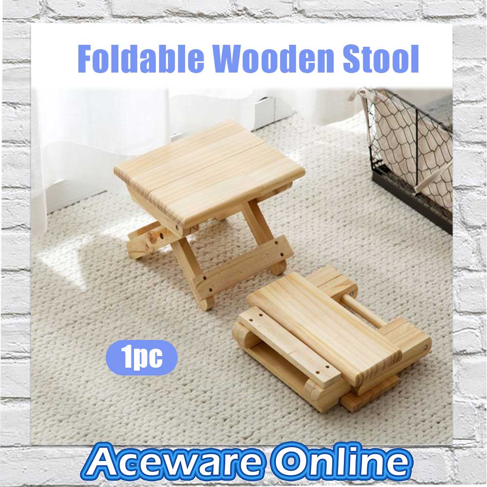 FOLDABLE MINI WOODEN STOOL CHAIR SOLID WOOD RECTANGLE CREATIVE DESIGN ...