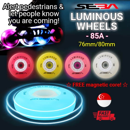 Seba Luminous Wheels 85A 90A 76 80mm Flash LED Lighting Inline Skate Slalom Roller Skating ...