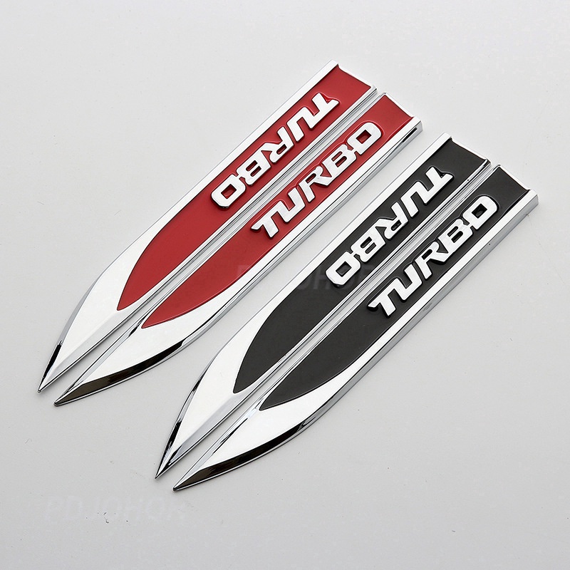 2 Pcs/set TURBO Metal Modified Car Stickers Blade Leaf Board Side ...
