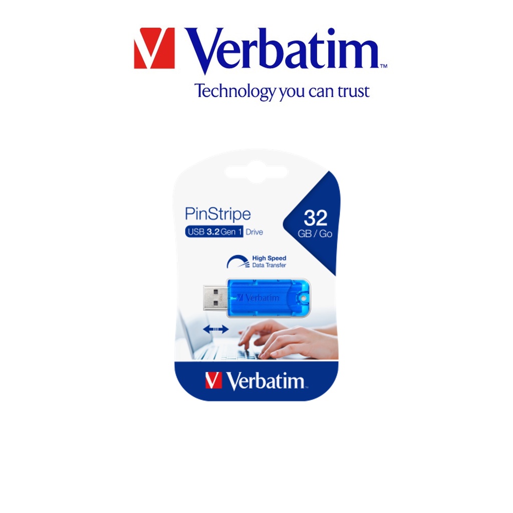 Verbatim Pinstripe USB 3.0 32GB BLUE 66407 | Shopee Singapore