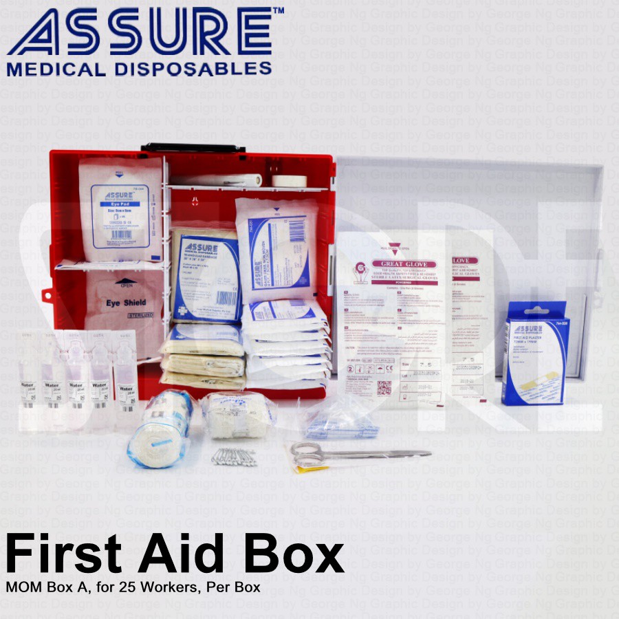 First Aid Box (Assure) MOM Approved Box A B and C Workplace safety ...