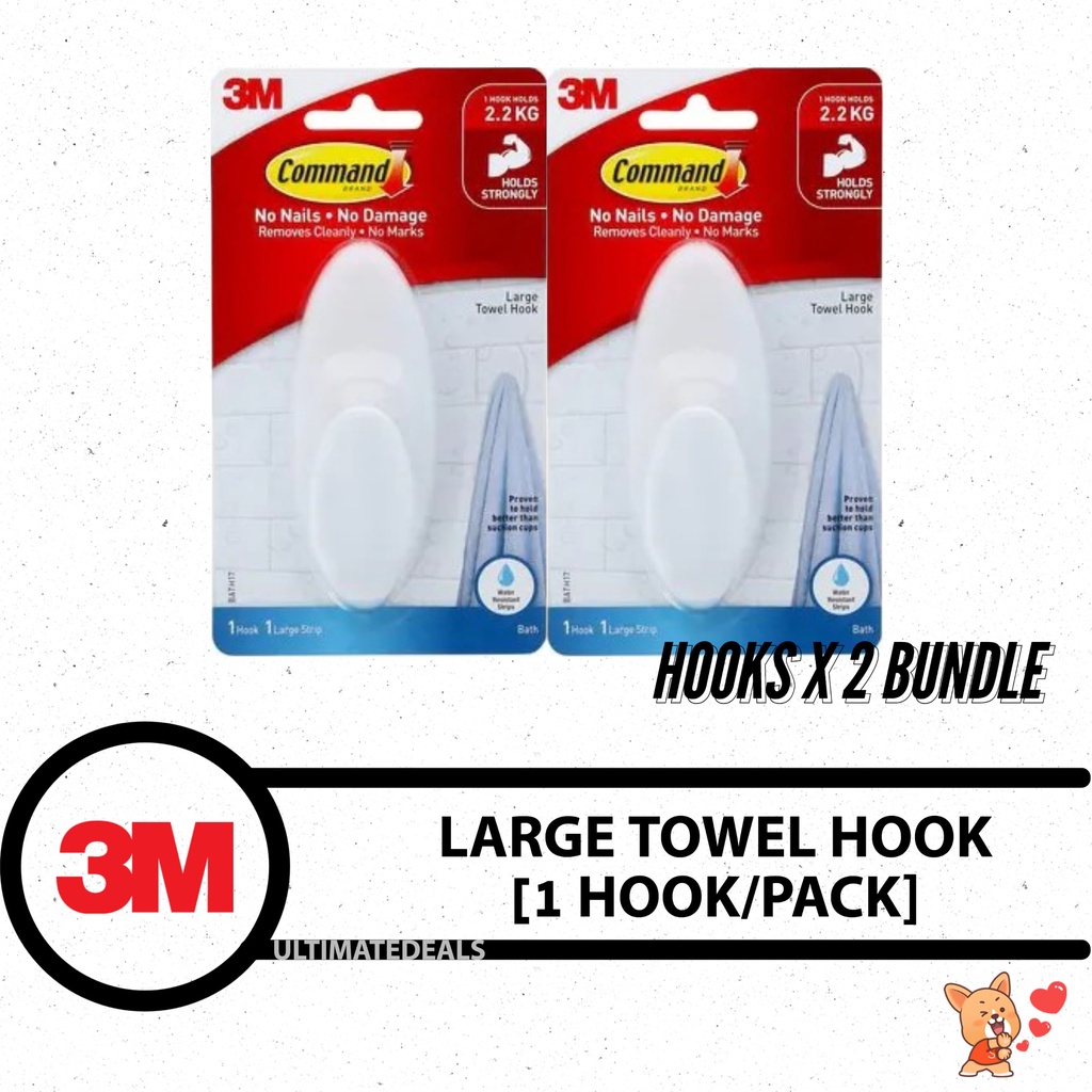 [Bundle] 3M Command™ BATH-17 Bathroom Large Towel Hook with Water ...