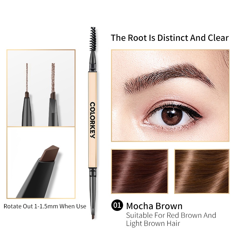 Colorkey Eyebrow Pencil Dual-ended Triangle Chiseled Waterproof Long ...