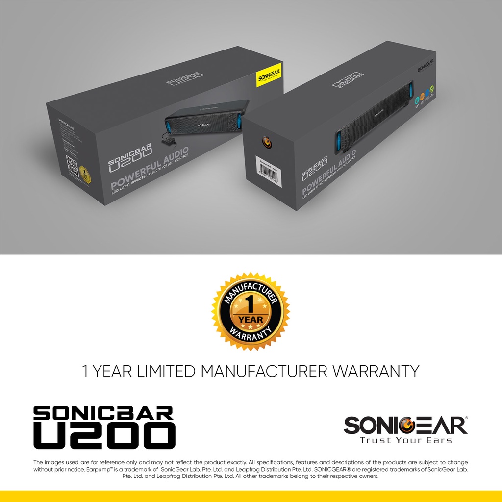 SonicGear SonicBar U200 Powerful Audio Sound Bar With LED Light Effects ...