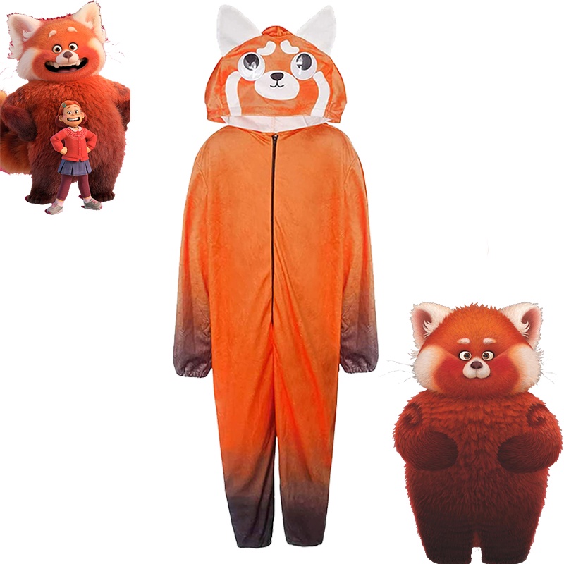 Turning Costume Red Panda Cosplay for Kids Animal Plush Jumpsuit Mei ...