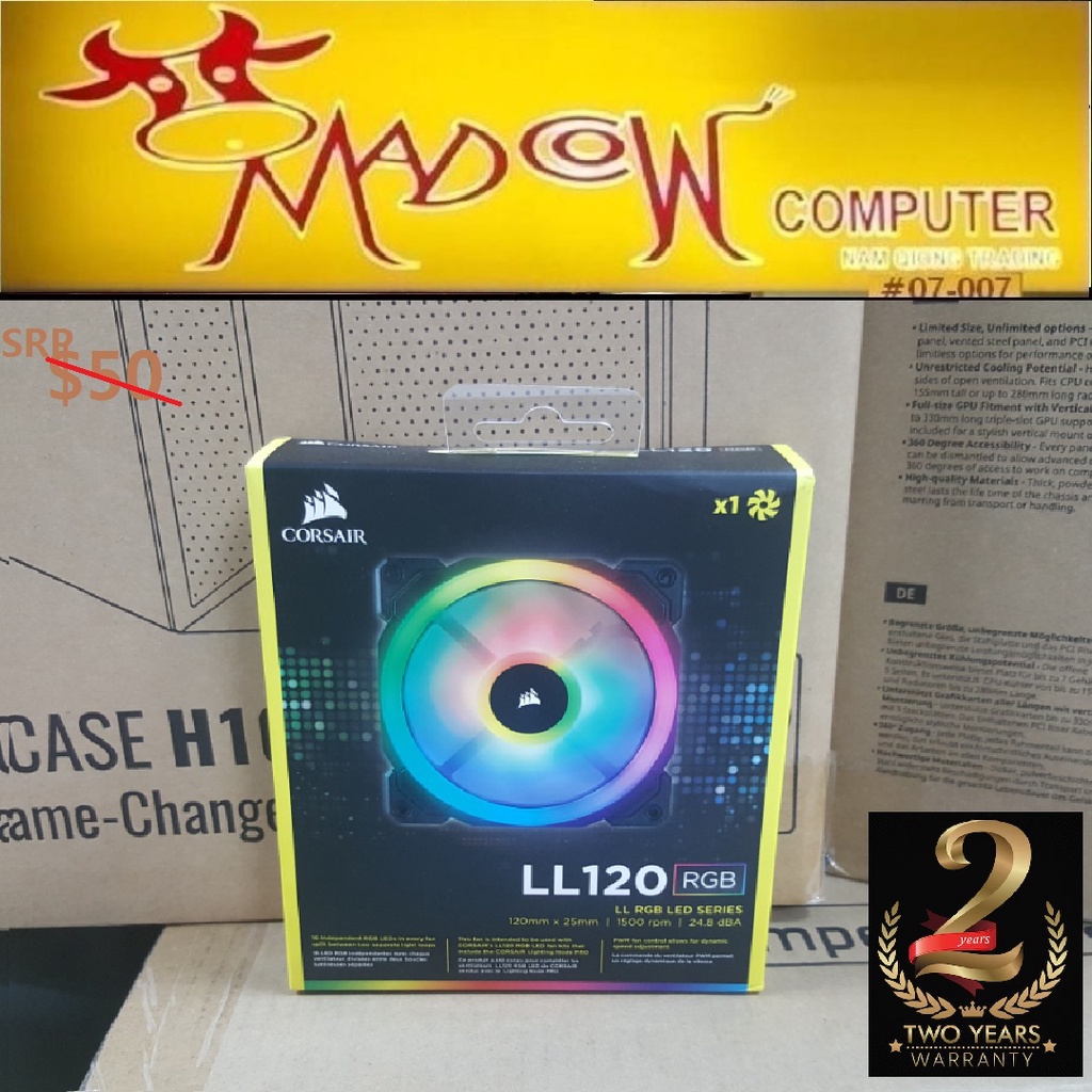 Corsair LL120 RGB 120mm Dual Light Loop Black RGB LED PWM Fan — SOLO ...