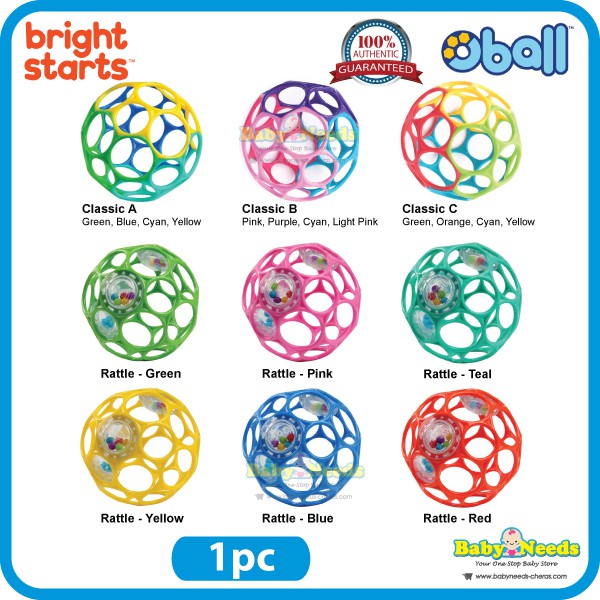 Bright Starts Oball Classic/Rattle Easy-Grasp Toy 4" (1pc) | Shopee ...