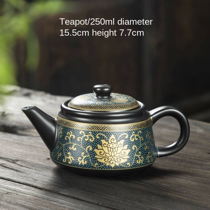 Handmade classical ceramic teapot, household Chinese style matt black ...