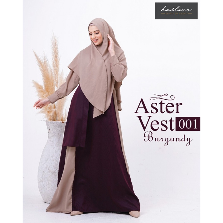 Muslimah GAMIS HAITWO ASTER VEST 001 BURGUNDY (GAMIS AND HIJAB SET ...
