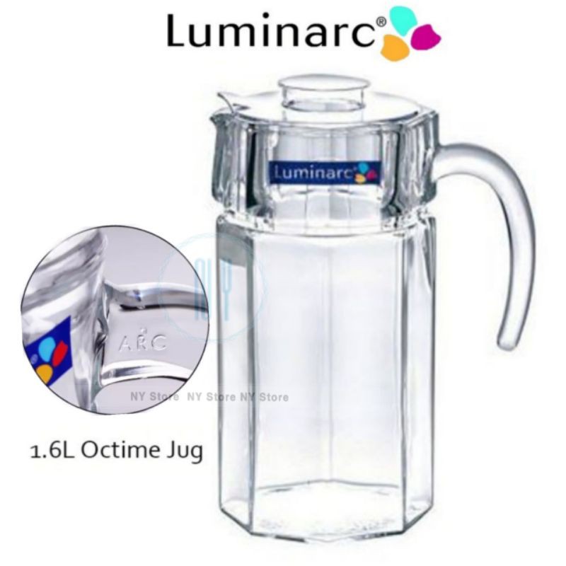 Luminarc Glass Jug Water Pitcher Octime 0.5L /1.1L/1.6L Hot Cold Juice ...
