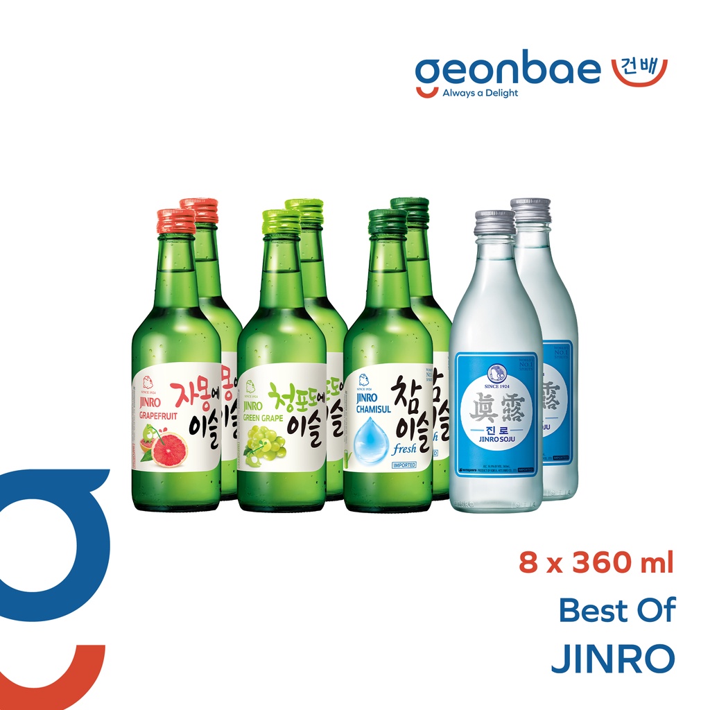 [Bundle of 8] Best of Jinro Soju (Green grape x 2, Grapefruit x 2 ...