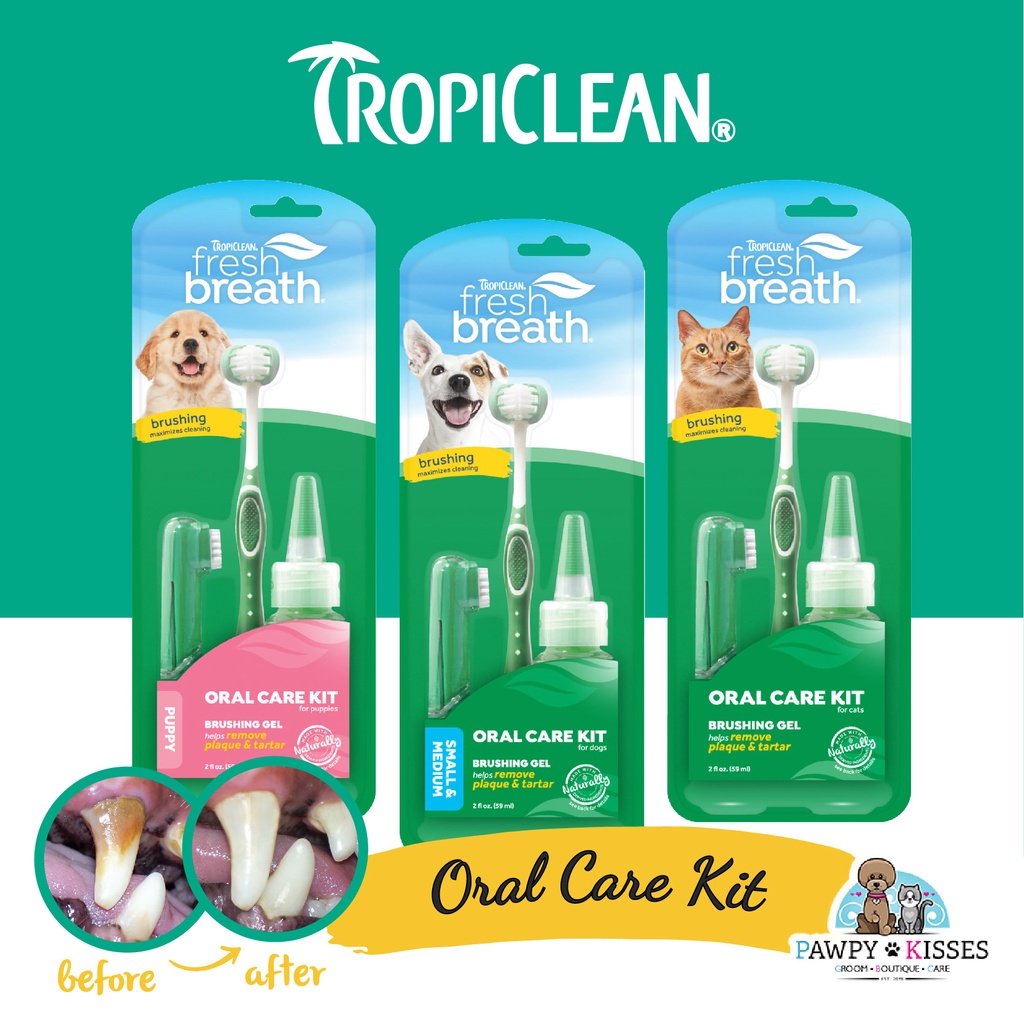 Tropiclean Oral Care Kit for Dogs & Cats | Pawpy Kisses | Shopee Singapore