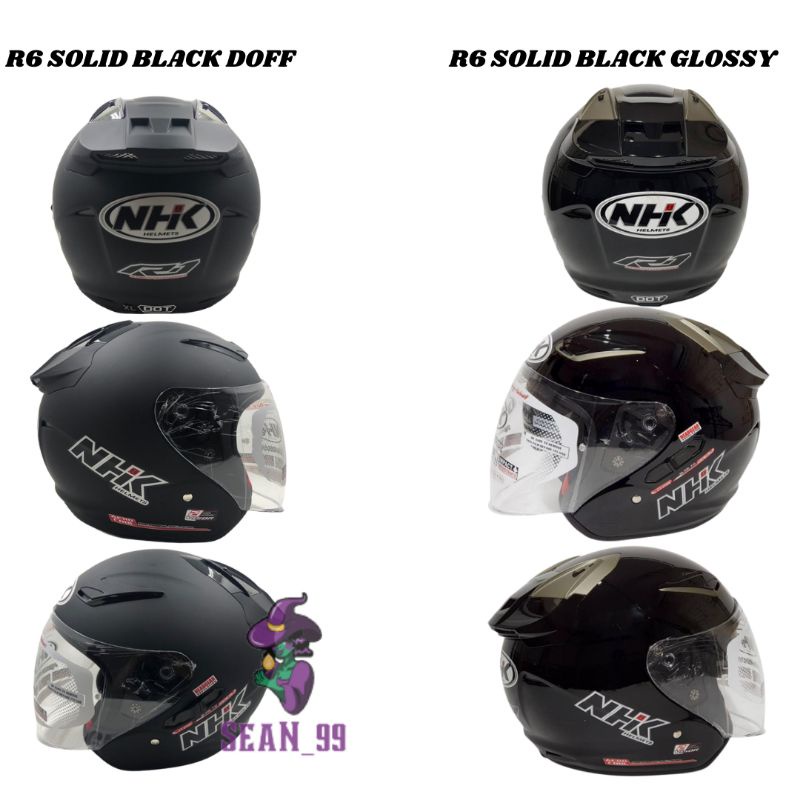 Nhk R1 SOLID BLACK DOFF AND GLOSSY DOUBLE VISOR HELMET ORIGINAL SNI ...
