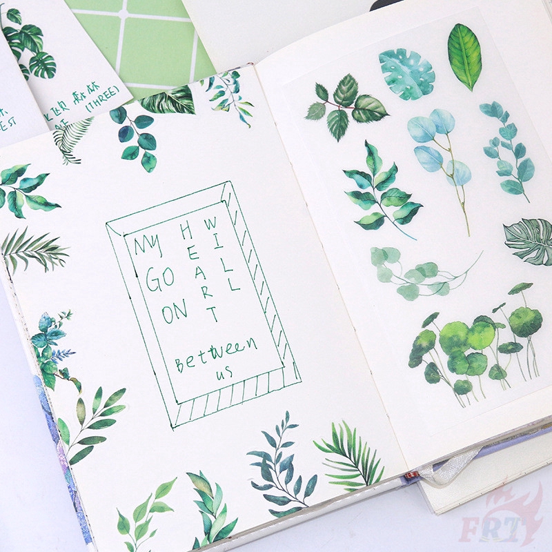 Ins Plant - Green Leaf Stickers 6Sheet/set Diary Scrapbooking Decals ...