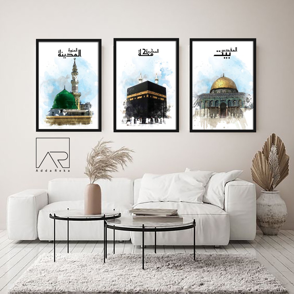 Wall Decoration poster, Masjid Nabawi, Masjid Al-Aqsa Makkah / Hiasan ...