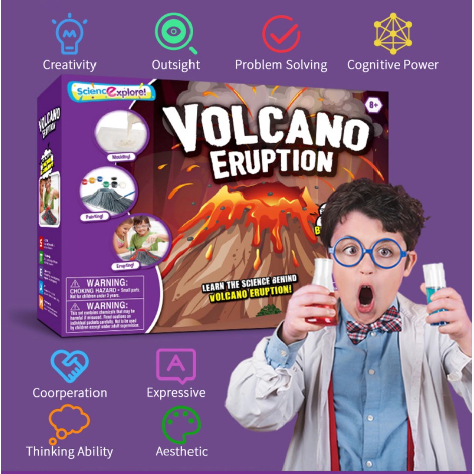 SG Science Experiment Volcano Eruption Science Kit Magic Slime Glow in ...