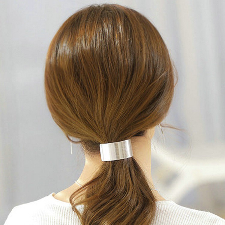 Korean Ins Metal Texture Brushed Arc Pony Tail Buckle Spring Clip Hair ...