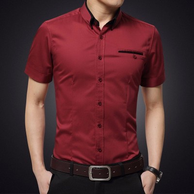 Men Slim Fit Work Business Shirts Casual Short Sleeve Office Formal ...