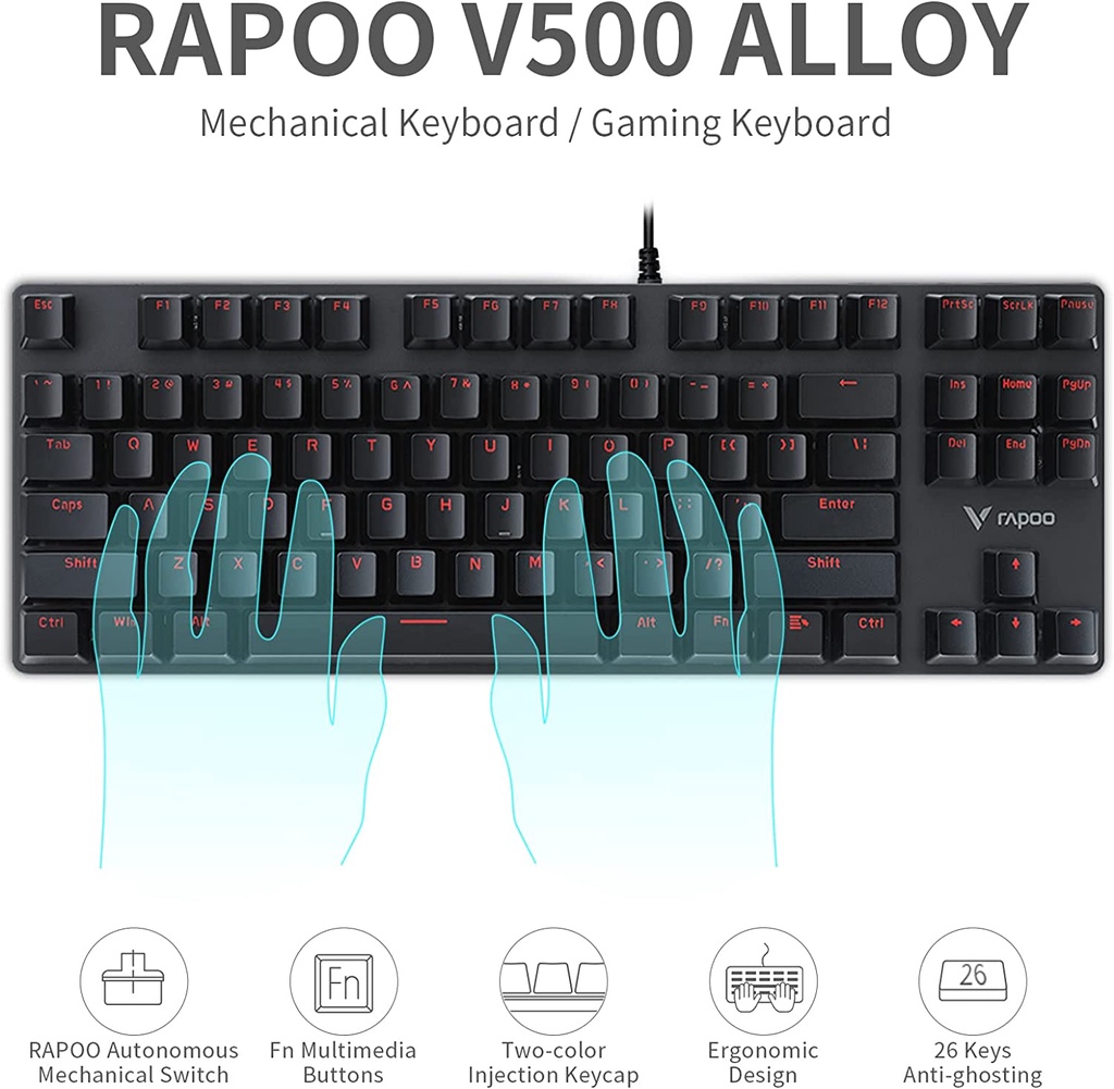 Rapoo V500 Alloy mechanical keyboard 87 buttons (No LED - rapoo switch ...