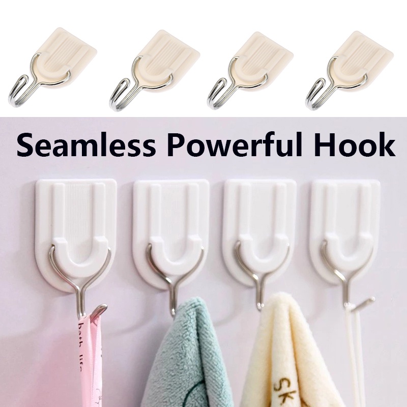 Seamless Self Adhesive Kitchen Bathroom Plastic Adhesive Hook Wall ...