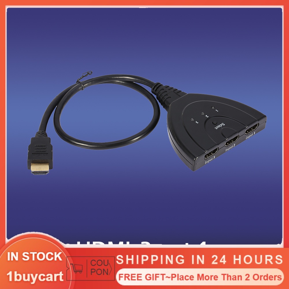 [READY STOCK] Black 3 Port HDMI Multi Display Auto Switch Hub Box ...