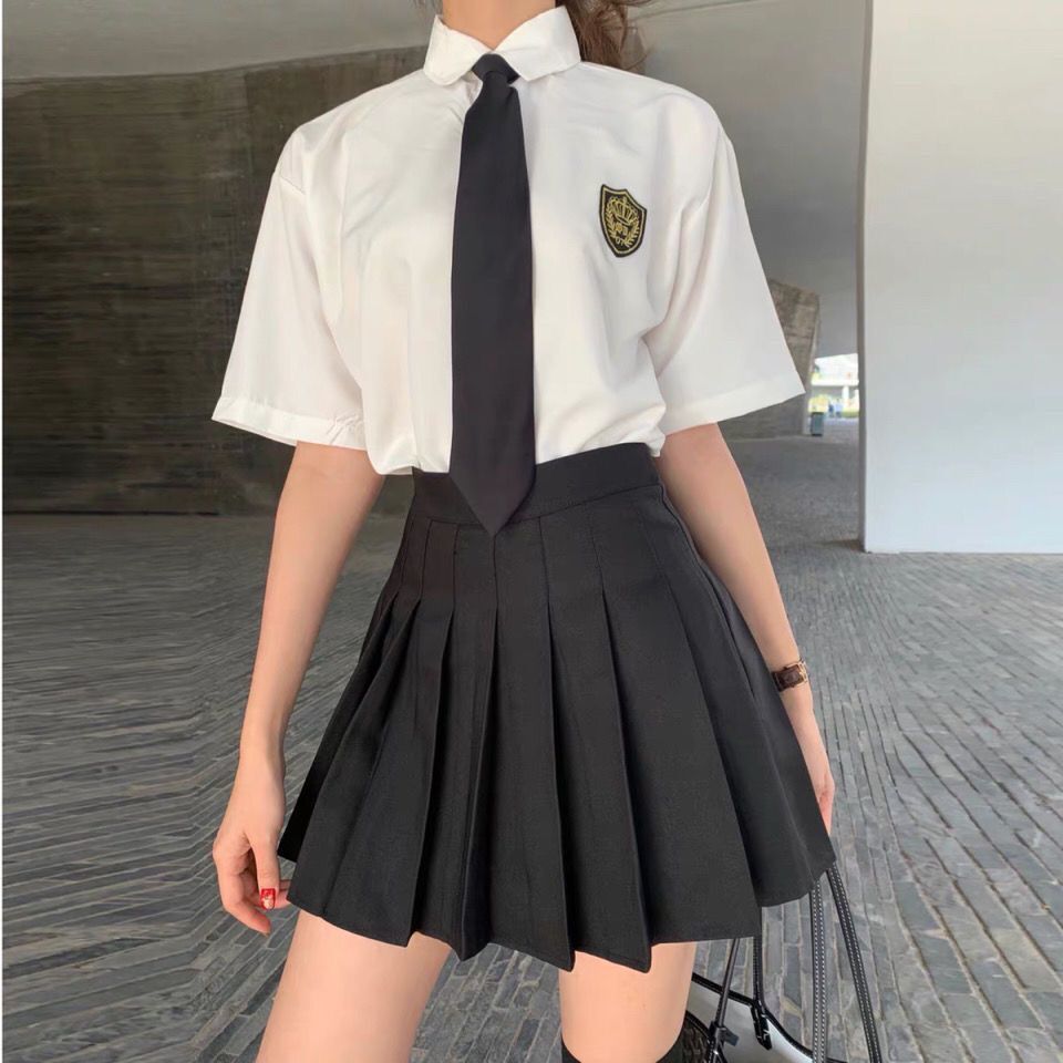 JK College Style Pleated Skirt Student Shirt Korean Uniform Girls' School Uniform Outfits ...