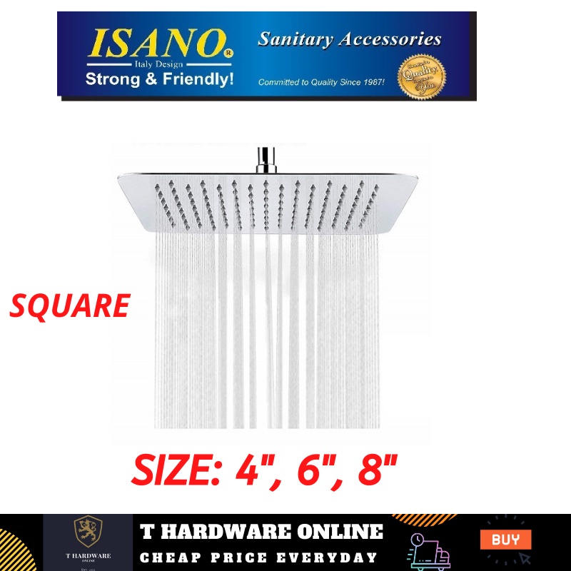 ISANO 4" , 6" , 8"Stainless Steel Shower Head ( Square ) | Shopee Singapore