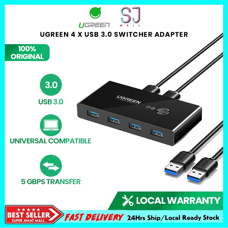 UGREEN USB 3.0 Switcher Adapter 2 Computer 4 Port USB Sharing Switch Peripheral Box for PC with ...
