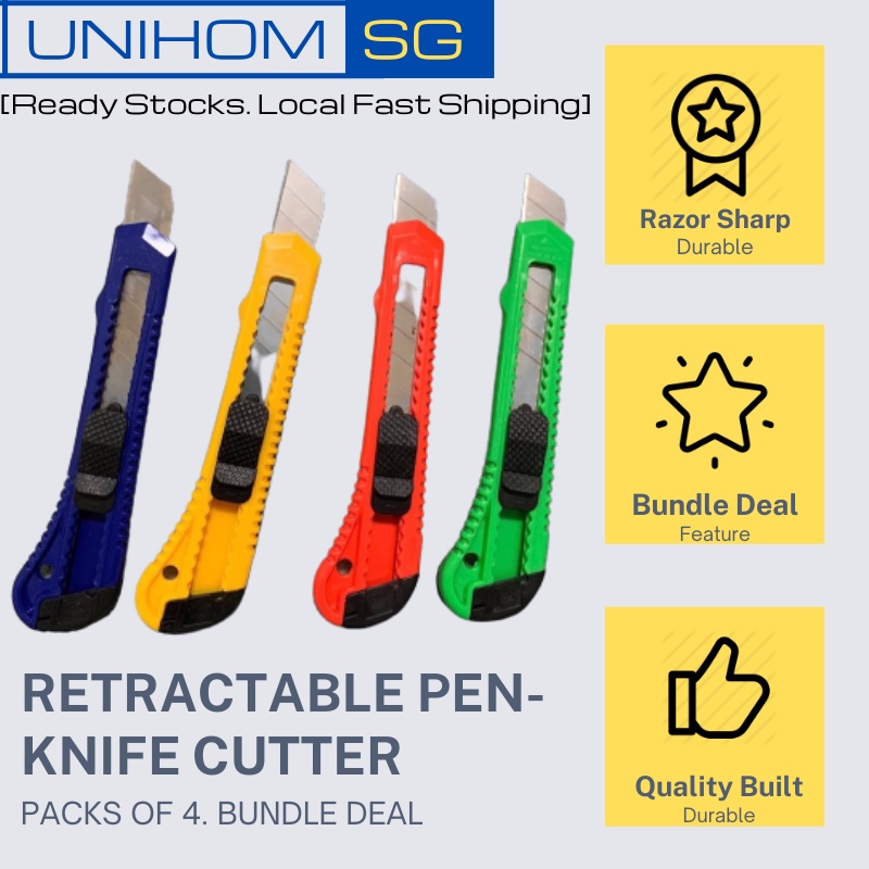 UnihomSG [ReadyStock] [Packs of 4] Portable Retractable Penknife ...