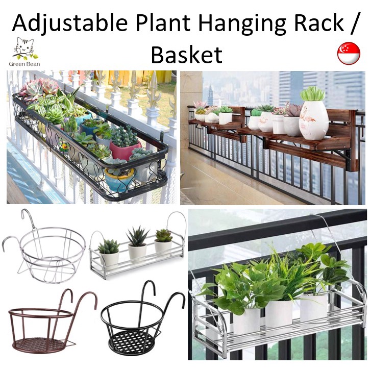 Adjustable Stainless Steel Rack Balcony Railing Flower Rack Hanging ...