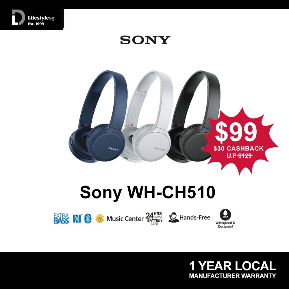 Sony WH-CH510 Wireless Headphone black/blue/white | Shopee Singapore