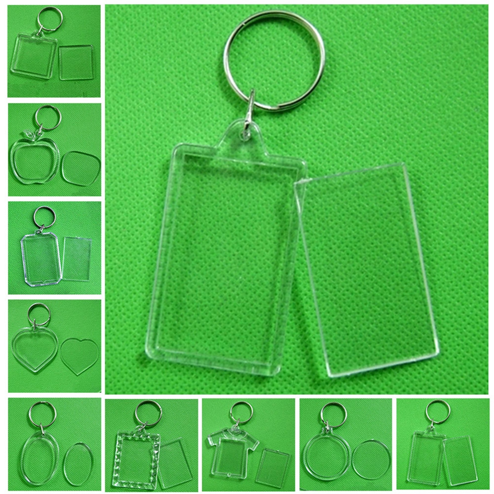 Acrylic Insert Photo Picture Frame Keyrings Keychain DIY Split Ring Key ...