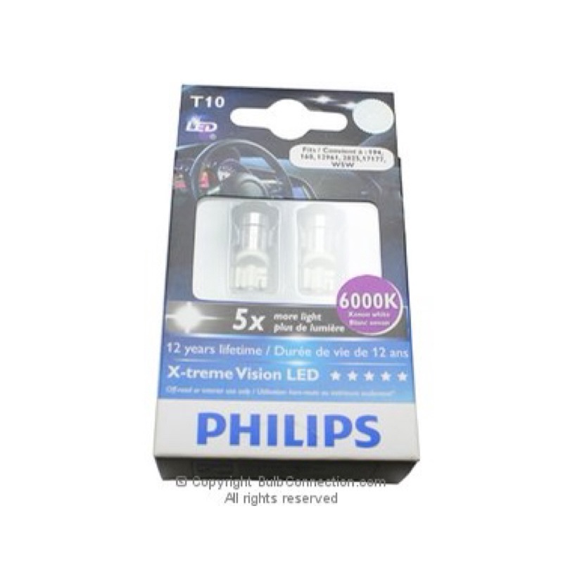 T10 PHILIPS LED 6000K 12V PHILIPS LIGHTING LAMP BULB FOR UNIVERSAL ...