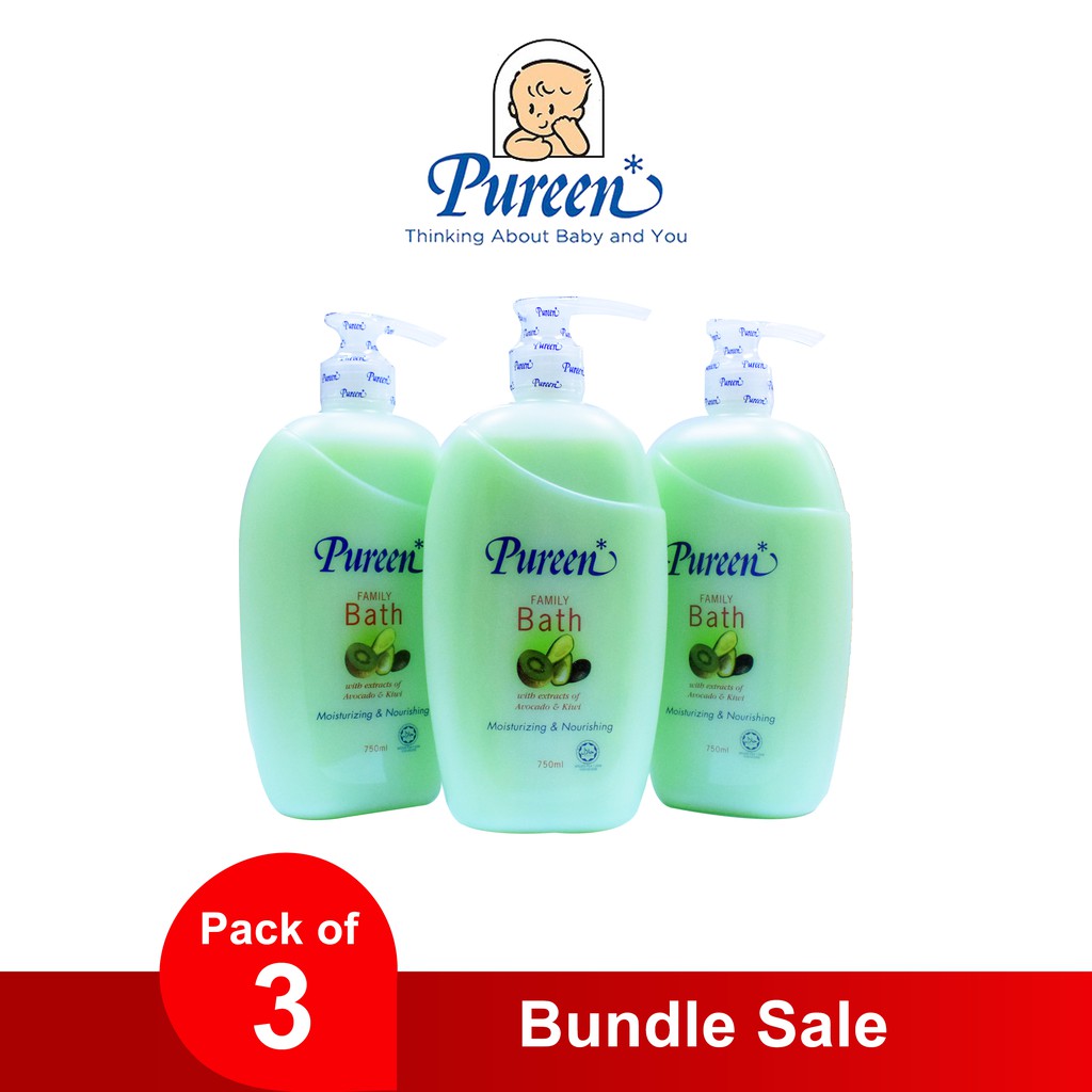 Pureen Family Bath with Kiwi & Avocado extract 750ml x 3 Bottles Bundle ...