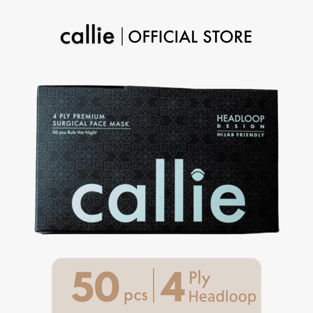 Callie 4 Ply Headloop / Hijab Medical Face Mask - Rule The Night (50 ...