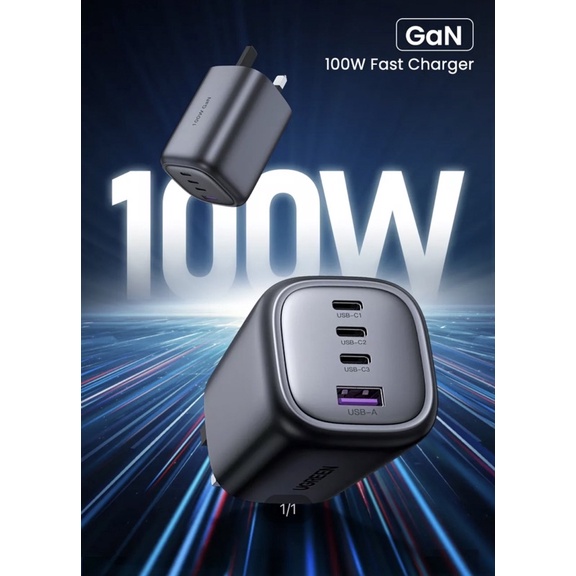 (Ready Stock & Fast Delivery) Ugreen 100W GaN 4-port fast charger ...