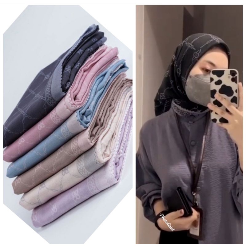 Hijab Square motif Premium Rectangular laser adeela monogram series ...
