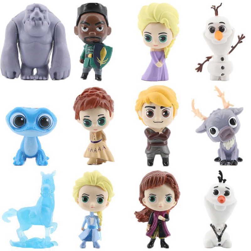 12 pieces/kit Frozen Elsa Anna Kristoff Sven Olaf Miniature Figures ...