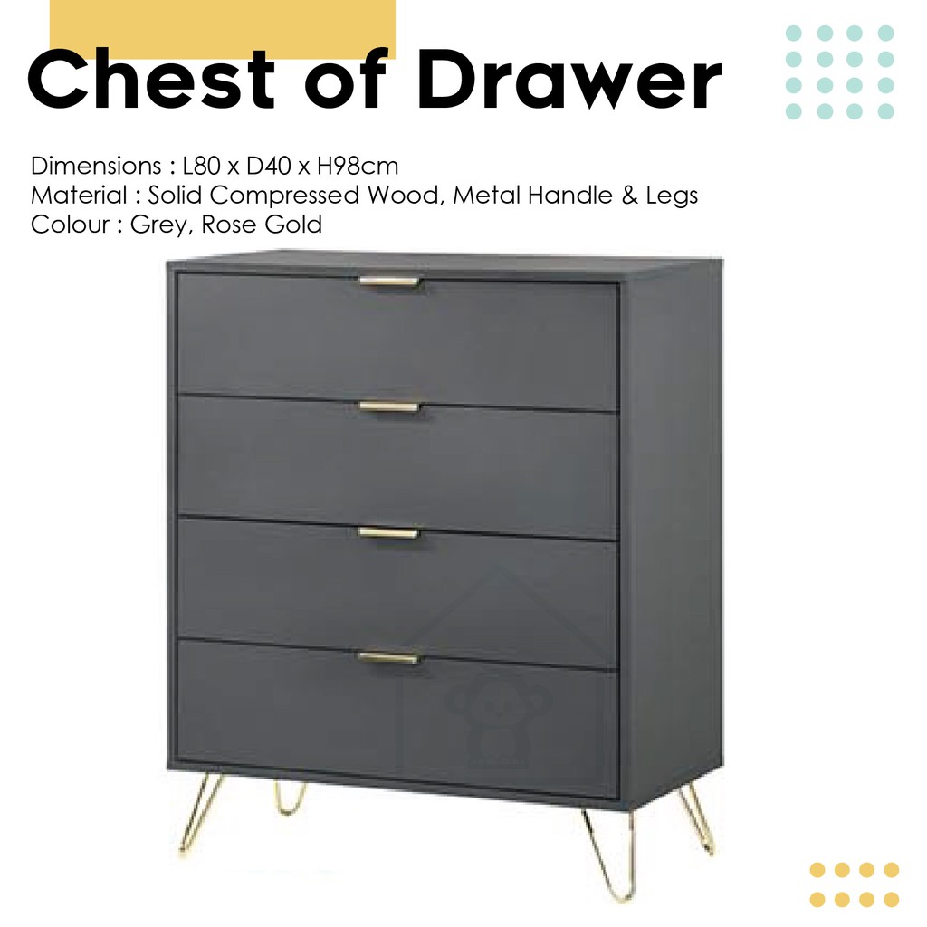 CHEST OF DRAWER / 4 DRAWER WITH METAL LEGS / MINIMAL DESIGN/DRAWER ...
