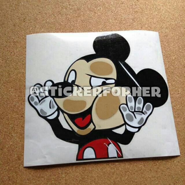 Cute Mickey Mouse Hit The Glass Car Sticker | Shopee Singapore