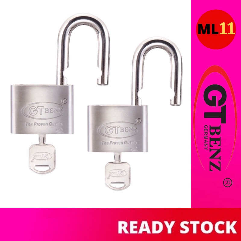 GT BENZ (2PCS) (GT101-2) (50mm) PREMIUM Security 2 in 1 Padlock 50mm ...