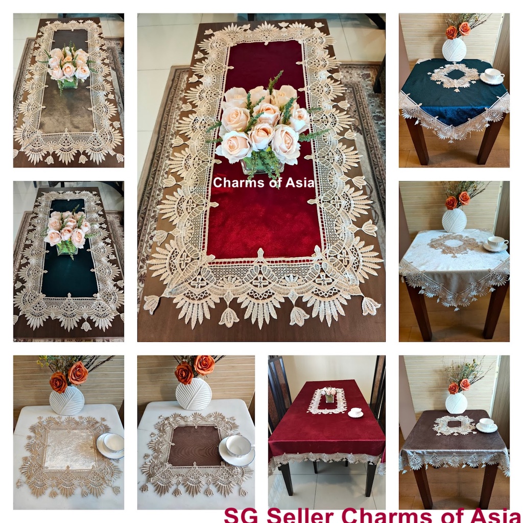 (SG seller ready stock)Velvet table runner table cloth placemat classy ...