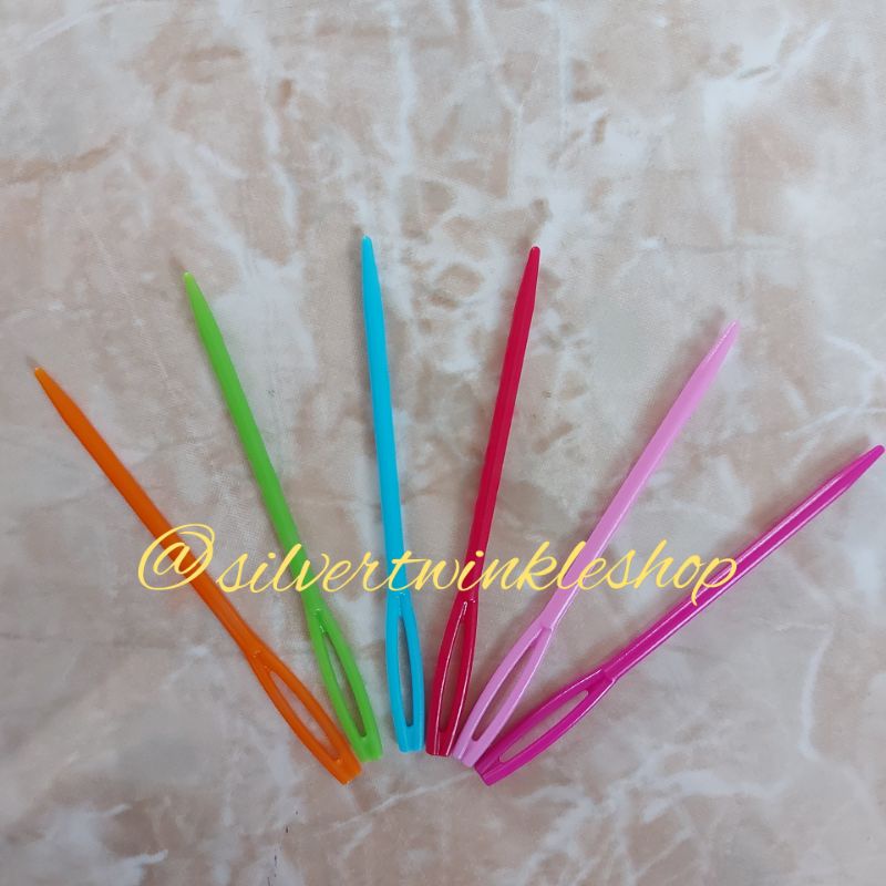 Children's toy plastic beaded needle for learning to sew / 7cm plastic knitting needle ...