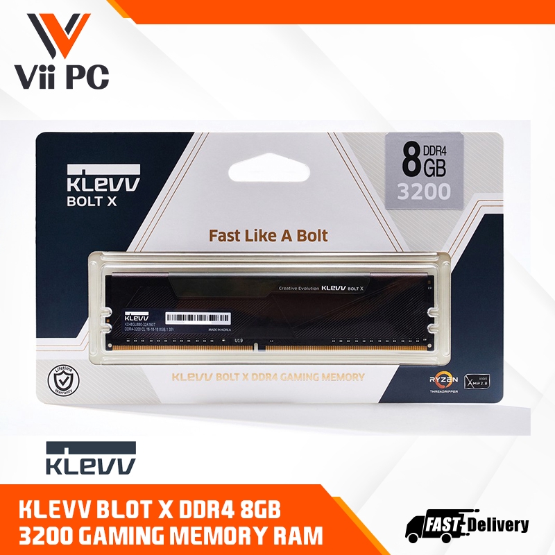 KLEVV BOLT X Memory 8GB DDR4 3200 CL16 OC XMP UDIMM KD48GU880-32A160T ...